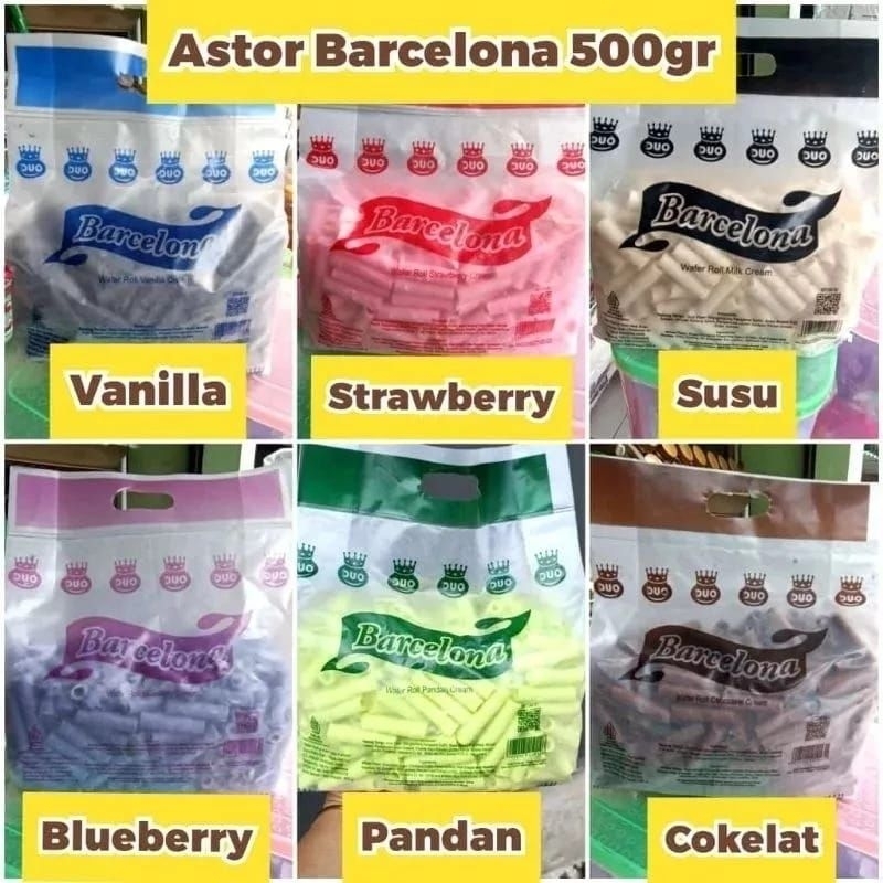 Jual Snack wafer stick, Astor mini Barcelona kemasan 500gr | Shopee ...