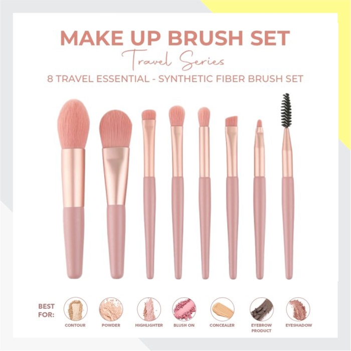 Jual Kuas Make Up Set Isi 8 Pcs + Free Pouch / Mini Make Up Brush ...