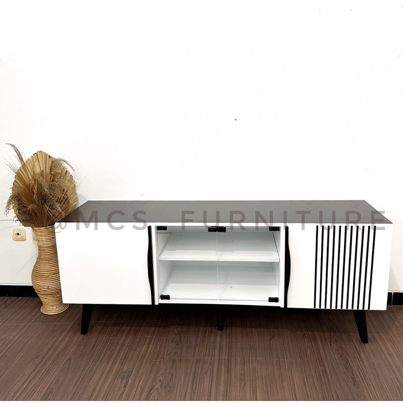 Jual Meja TV Industrial Black White Japandi Mebel Furniture MCS ...