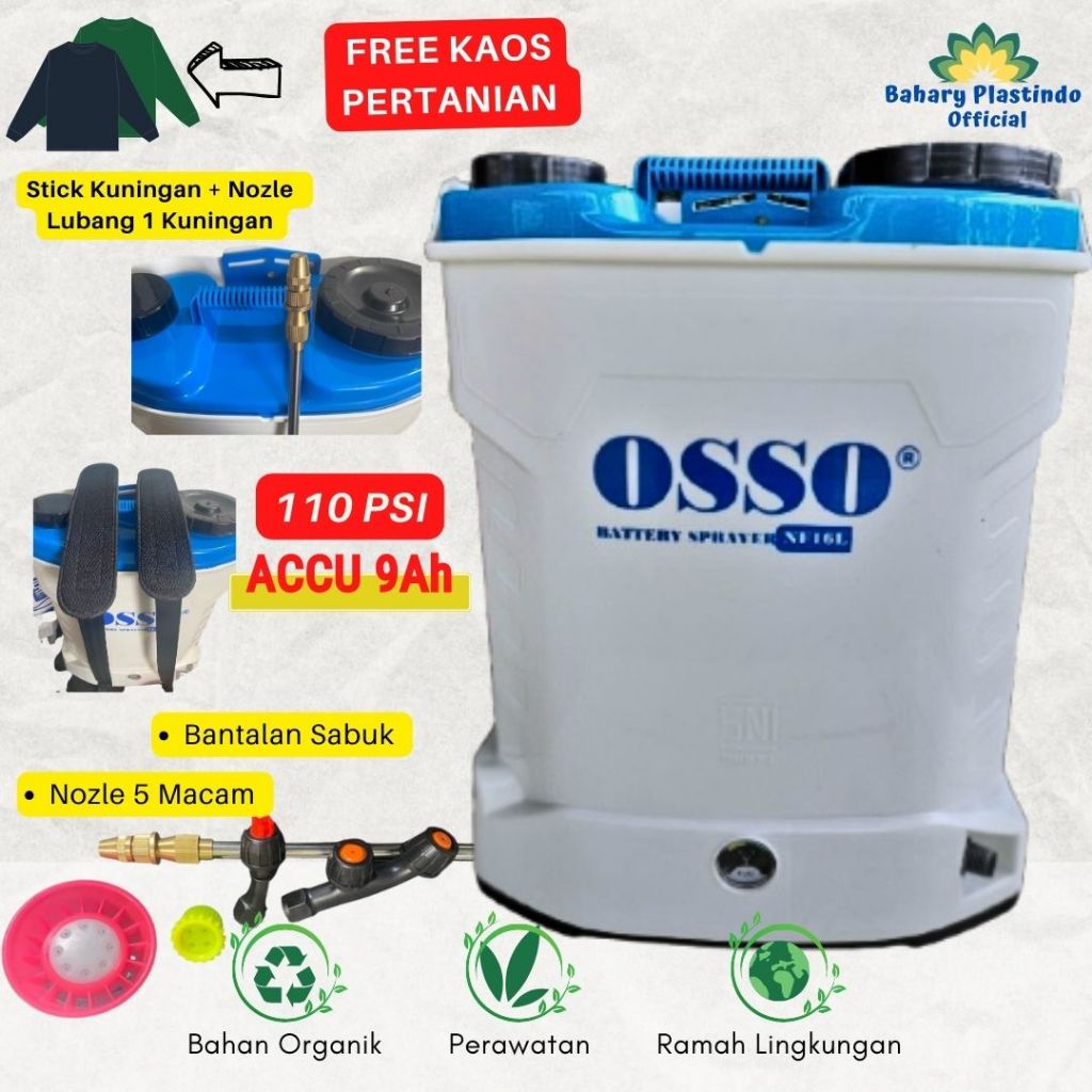 Jual Sprayer Elektrik OSSO 16 Liter Tangki Semprot Gendong 110 PSI 9Ah ...
