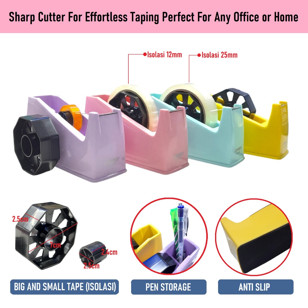 Jual Tape Dispenser TD-502M / Tape Cutter 2in1 / Tempat Isolasi ...