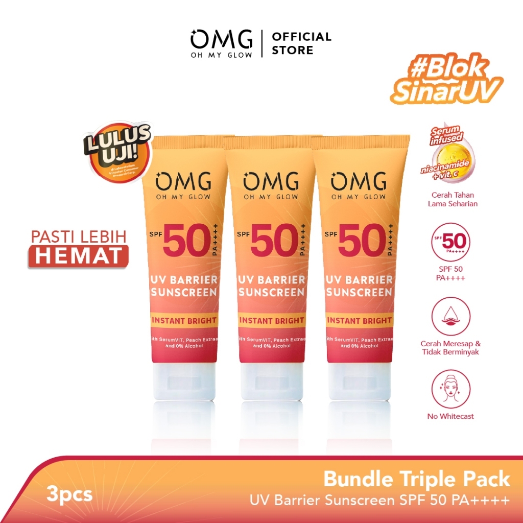 Jual Wawa - 3 Pcs OMG OH MY GLOW UV Barrier Sunscreen SPF 50 PA++++ 25 ...