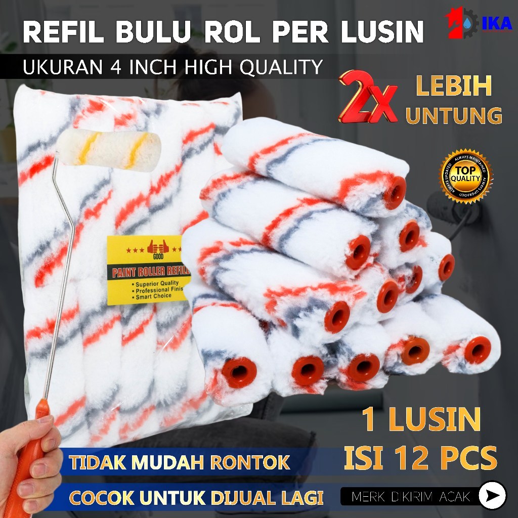 Jual GROSIR ( 1PACK = 12 BUAH ) Refill Bulu Kuas Roll Kapal Roller Cat ...