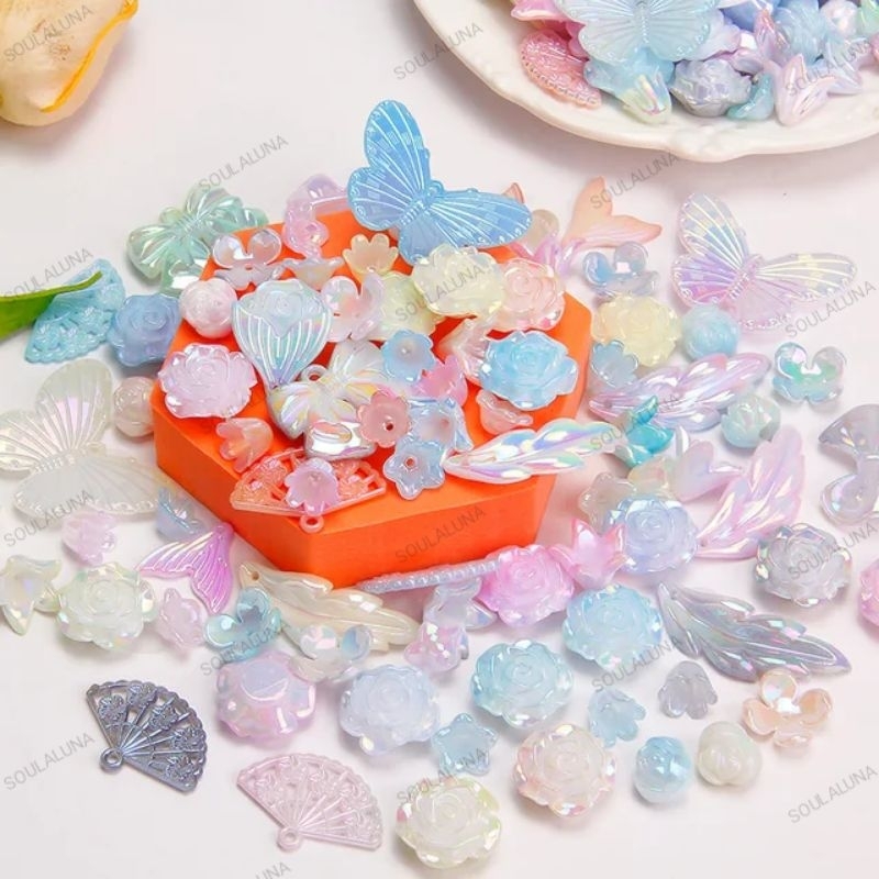 Jual [SERIES] 10 gr Mote MIX RESIN GRADASI AB Bunga Butterfly Mermaid ...