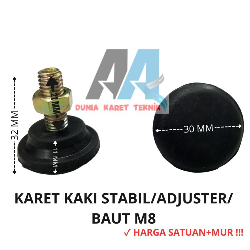 Jual Karet Stabil/ADJUSTER (baut m8).diameter 30 mm /karet kaki rak ...