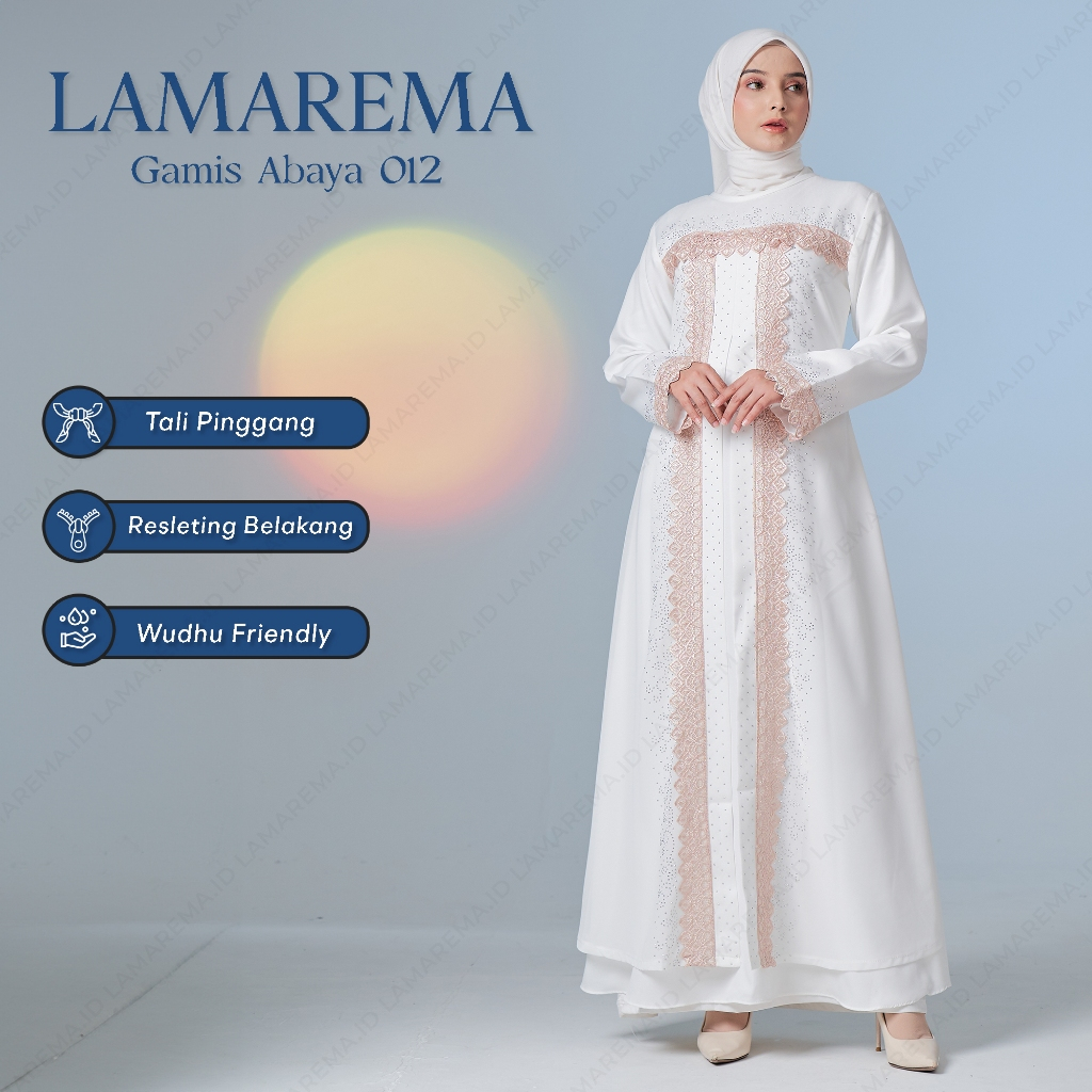 Jual [ Lamarema ] Baju Gamis Putih Wanita LM-012/ Dress Putih Muslim ...