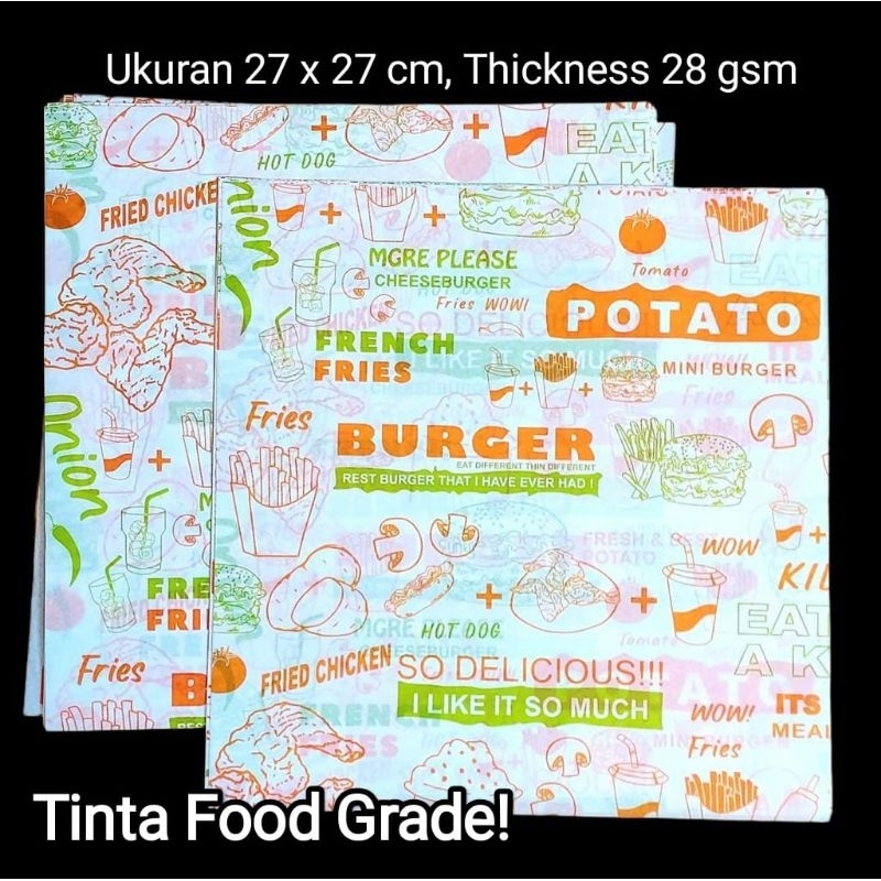 Jual [100 lembar] KERTAS NASI KFC | MG PAPER LAMINASI | Kertas Nasi KFC ...
