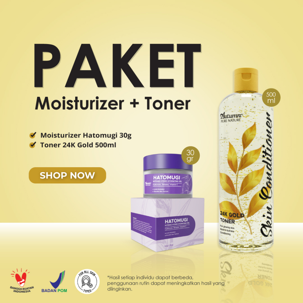 Jual Autumn Paket Moisturizer Hatomugi + Toner 24K Gold 500ml ( AHG ...