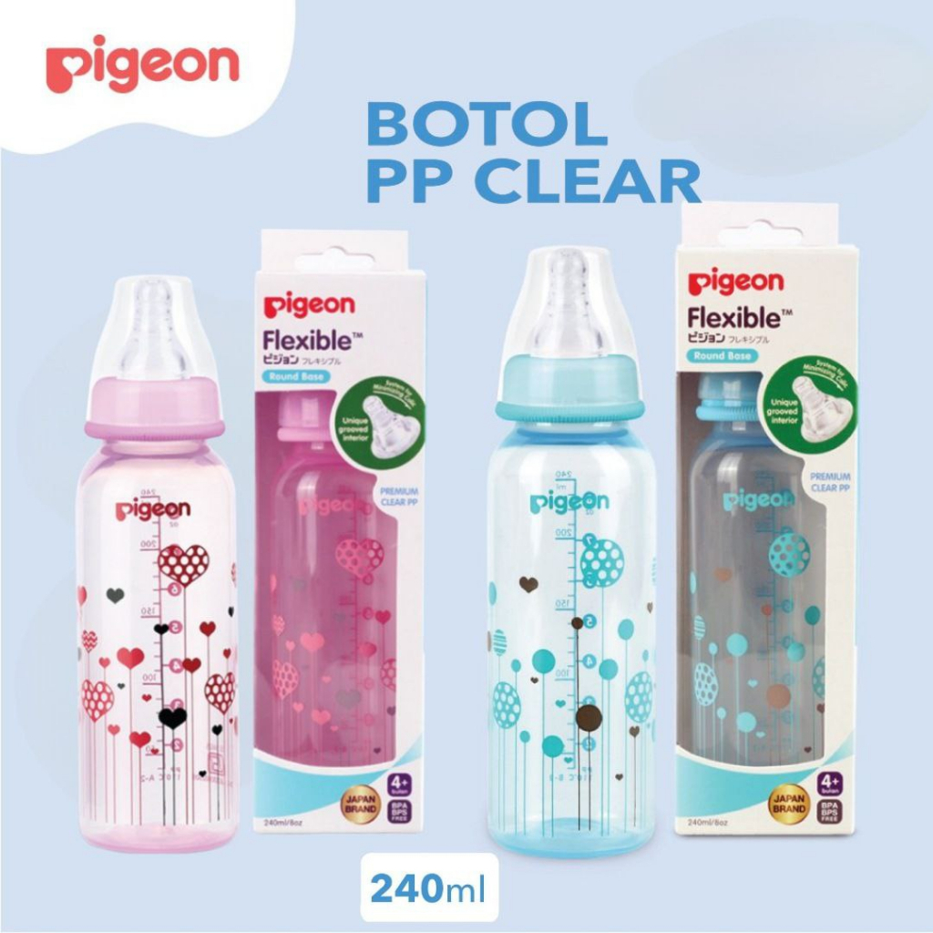 Jual PIGEON BOTOL SUSU PP CLEAR RP 120ML,240ML BLUE & PINK | BOTOL SUSU ...
