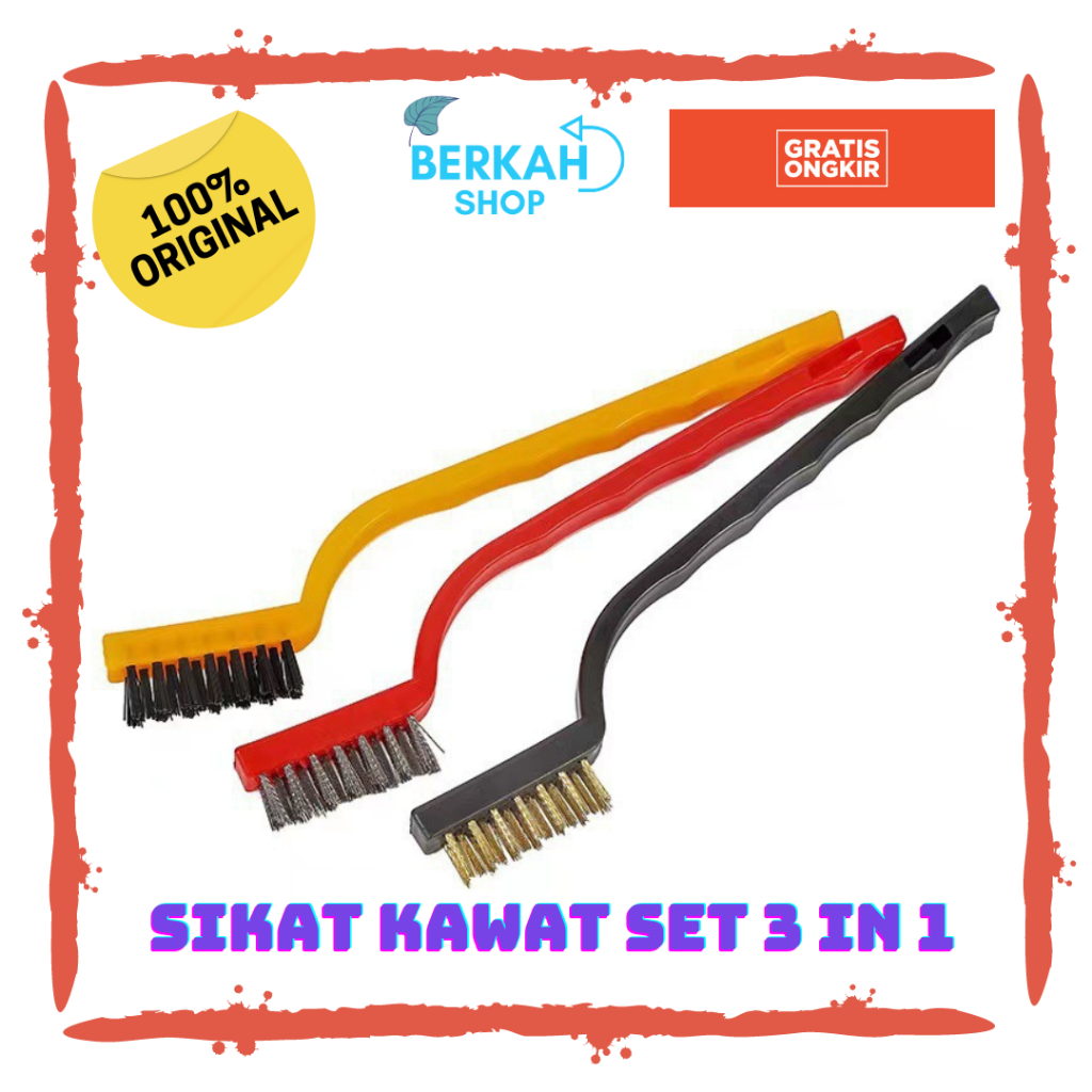 Jual Sikat Kawat Set 3 In 1 Isi 3 Pcs Baja Tembaga Besi Kuningan Nylon ...