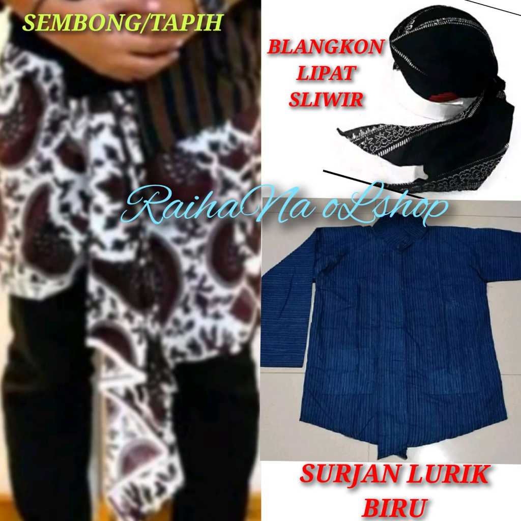 Jual BAJU ADAT JAWA LAKI | SURJAN LURIK BIRU + SEMBONG/TAPIH INSTAN + BLANGKON LIPAT SLIWIR ...