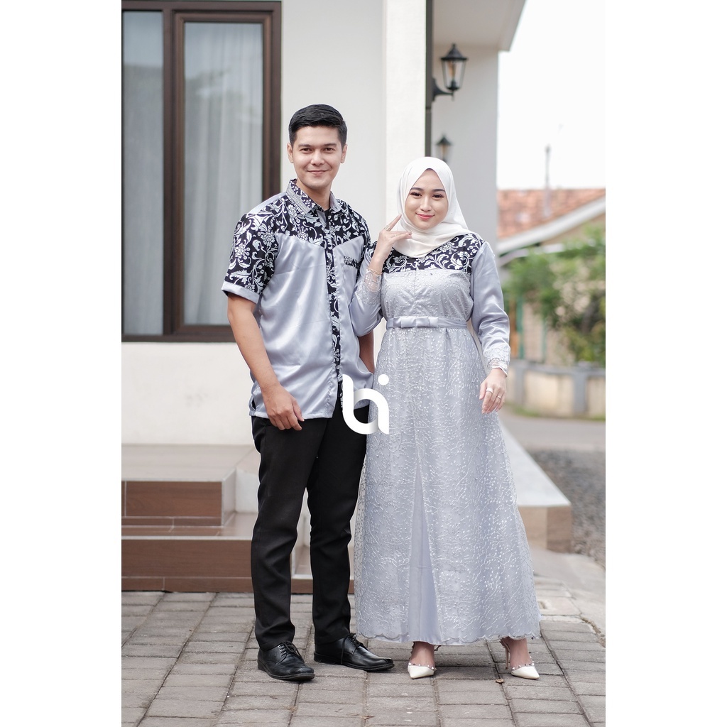 Jual BAJU BATIK COUPLE GAMIS TILLE MUTIARA PASANGAN COPLE KONDANGAN ...