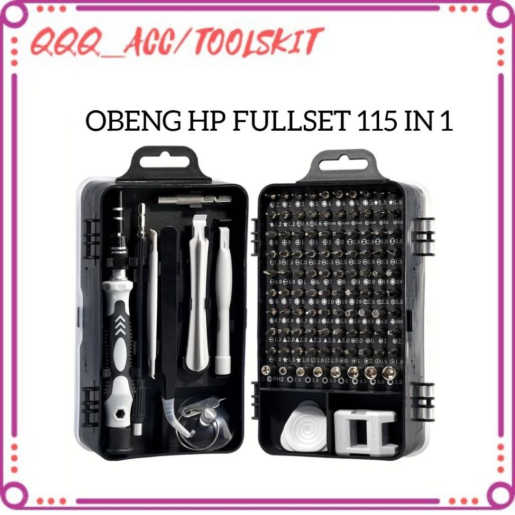 Jual Alat Obeng hp fullset 115 in 1 set reparasi laptop smartphone tool set Obeng set hp lengkap ...