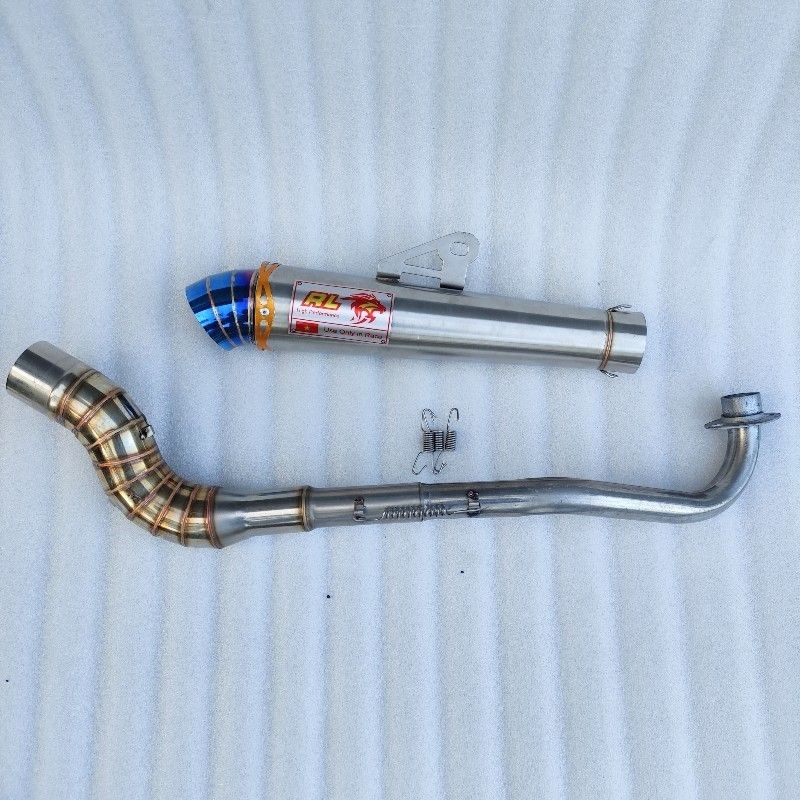 Jual RED LEO exhaust conical open spec pipe and big elbow for xrm 125 ...