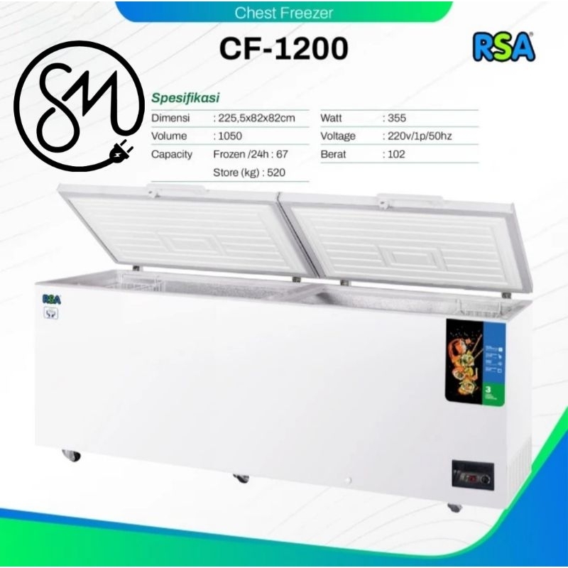 Jual Chest Freezer RSA CF-1200 1050 Liter CF1200 Freezer Box | Shopee ...