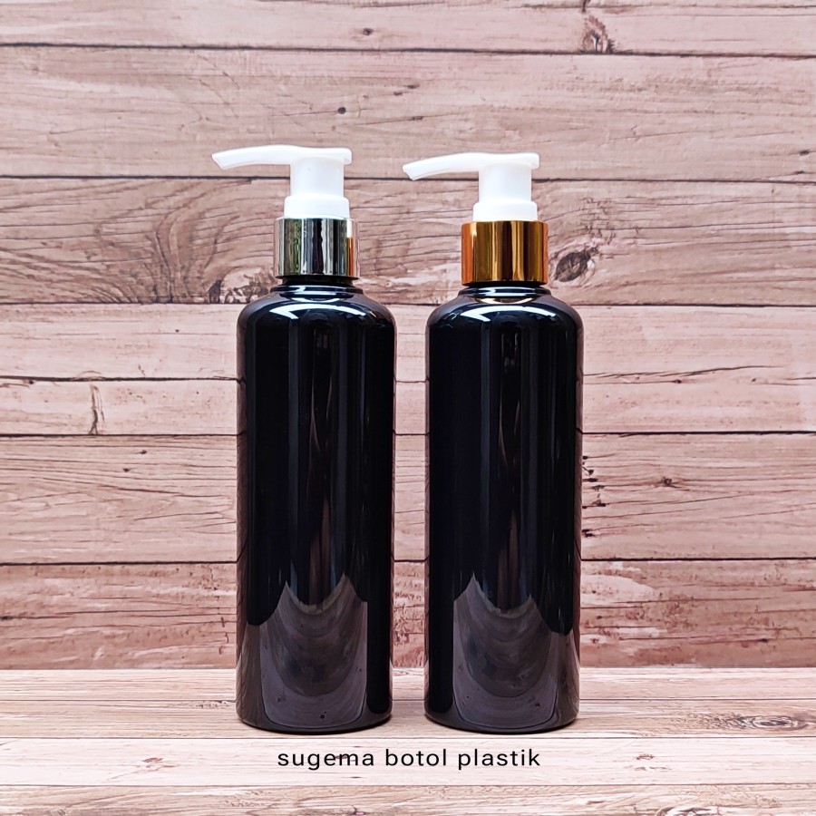 Jual Botol Pump 250ml Hitam / Botol Sabun Cair 250 Ml / Botol Plastik Pet 250ml Pump Lotion Gold ...