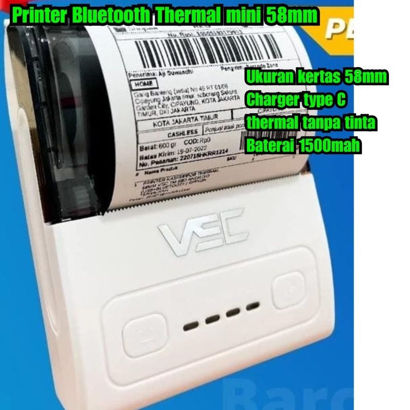 Jual Printer bluetooth mini vsc 58mm Printer bluetooth thermal 58mm ...