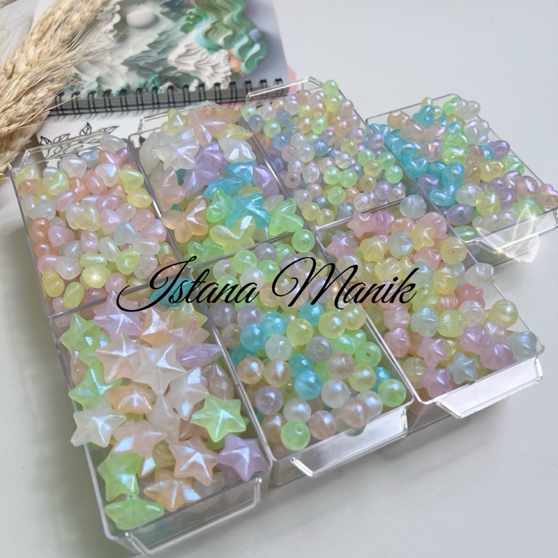 Jual Manik Mote Shimmer Glitter / Manik Jelly Glowing bintang kupu love ...