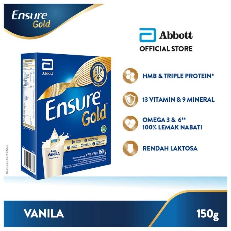 Jual Ensure gold 150gr Vanilla exp bln 9 - 2025 | Shopee Indonesia