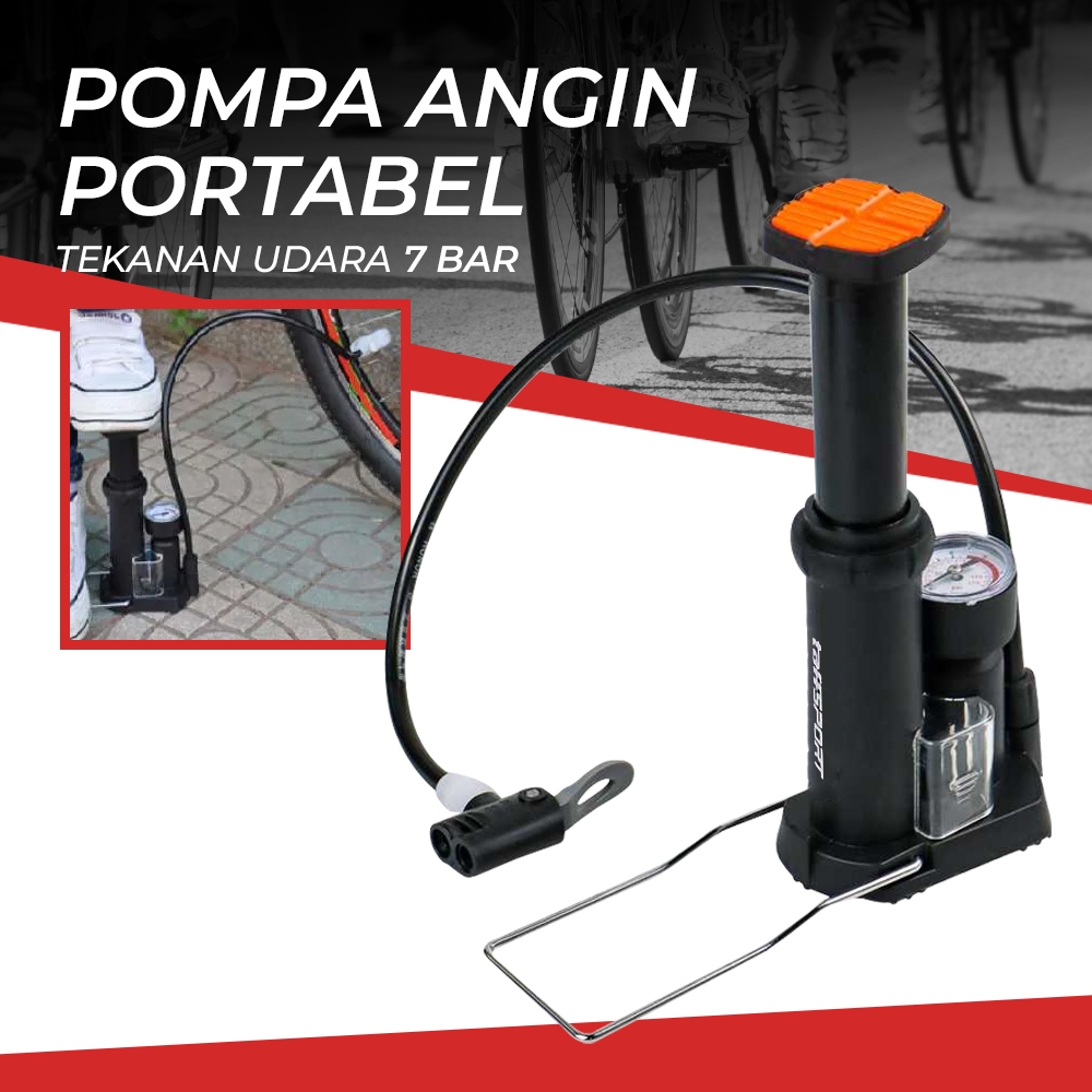 Jual POM Pompa Angin Portable 7 Bar Sepeda Serbaguna Bole Portable Pump ...