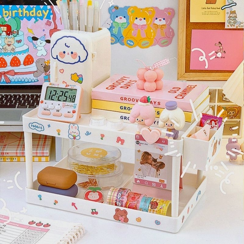 Jual RK6616 Korean 2 tier Rack Organizer Desk Organizer FREE STICKER Rak 2 tingkat Rak Meja ...