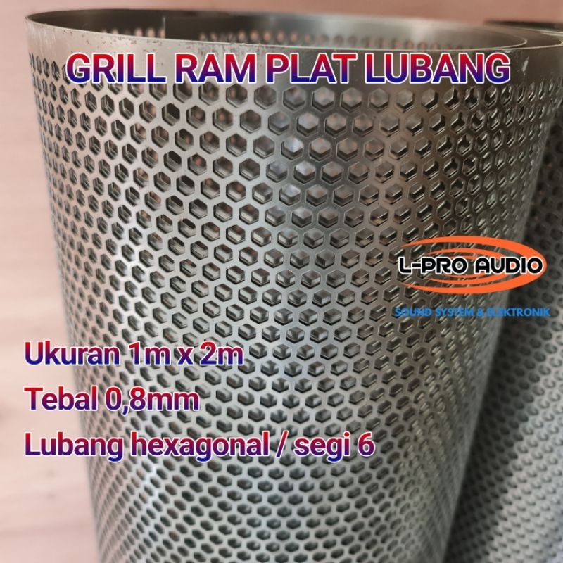 Jual Grill plat lubang ram box speaker 1x2m lubang segi 6 hexagonal ...