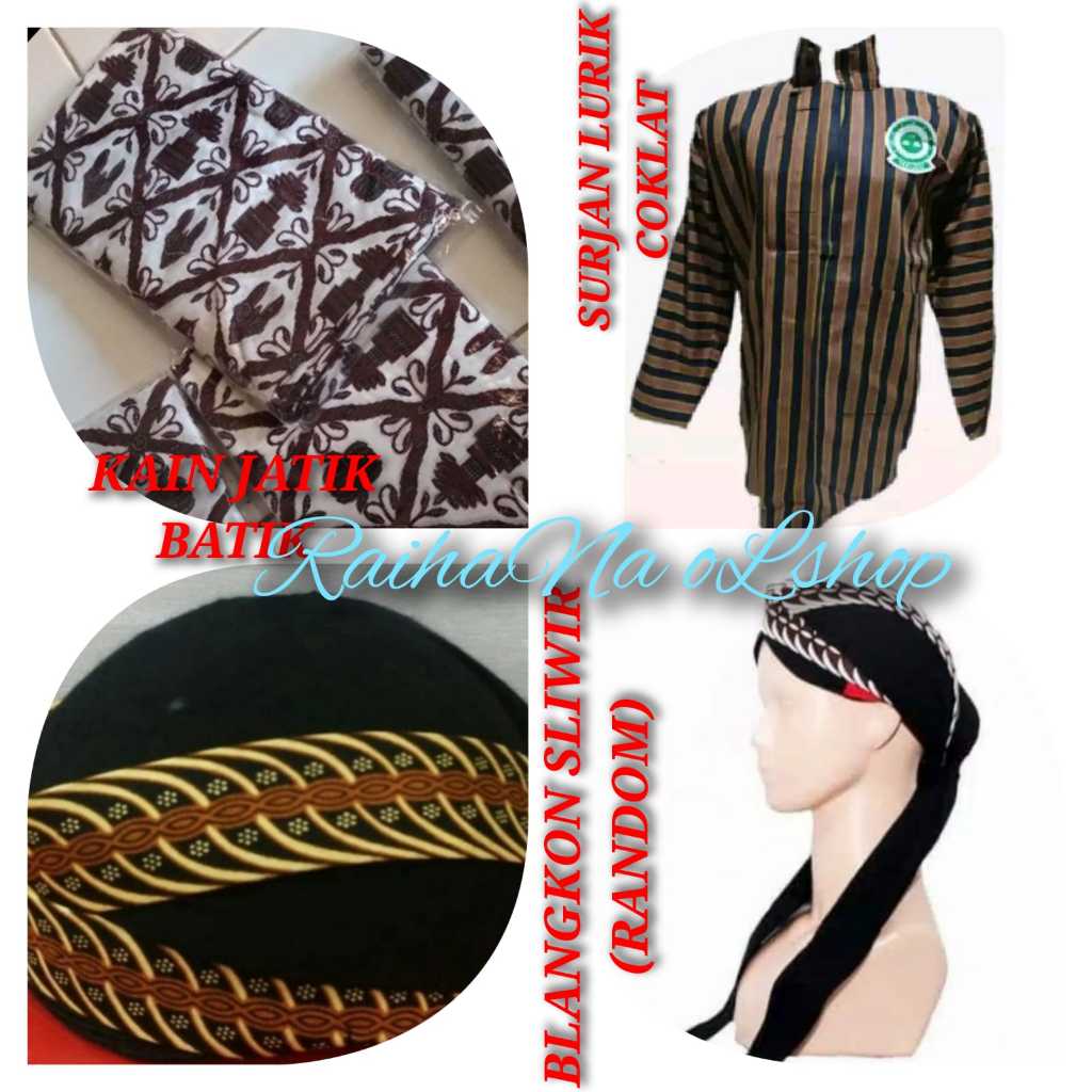 Jual BAJU ADAT JAWA LAKI/COWO | SURJAN LURIK COKLAT + BLANGKON SLIWIR + KAIN JARIK BATIK ...