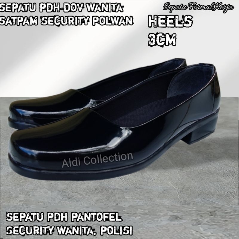Jual SEPATU PDH POLWAN DINAS HAK KOTAK 3CM SEPATU PDH WANITA KILAP ...