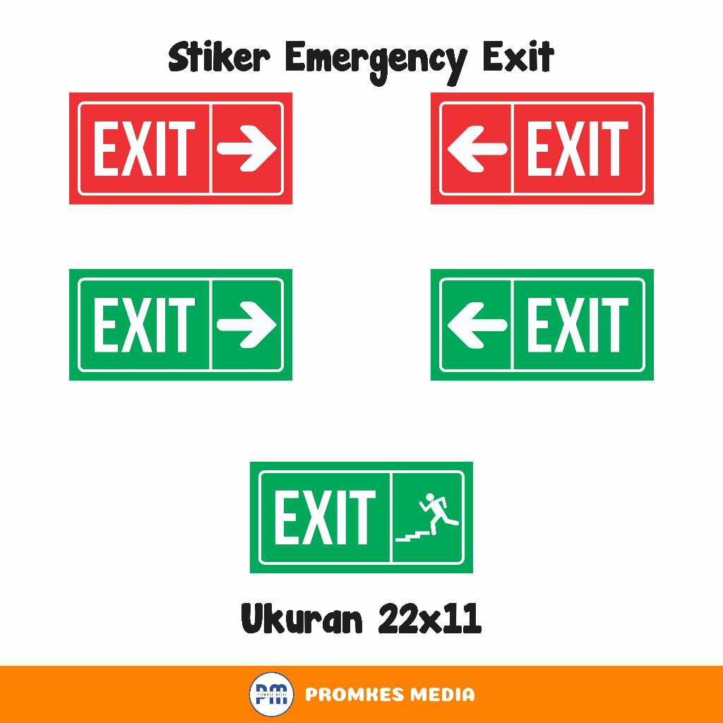 Jual Stiker Emergency Exit, Exit Sign, Gawat Darurat, Petunjuk Arah ...