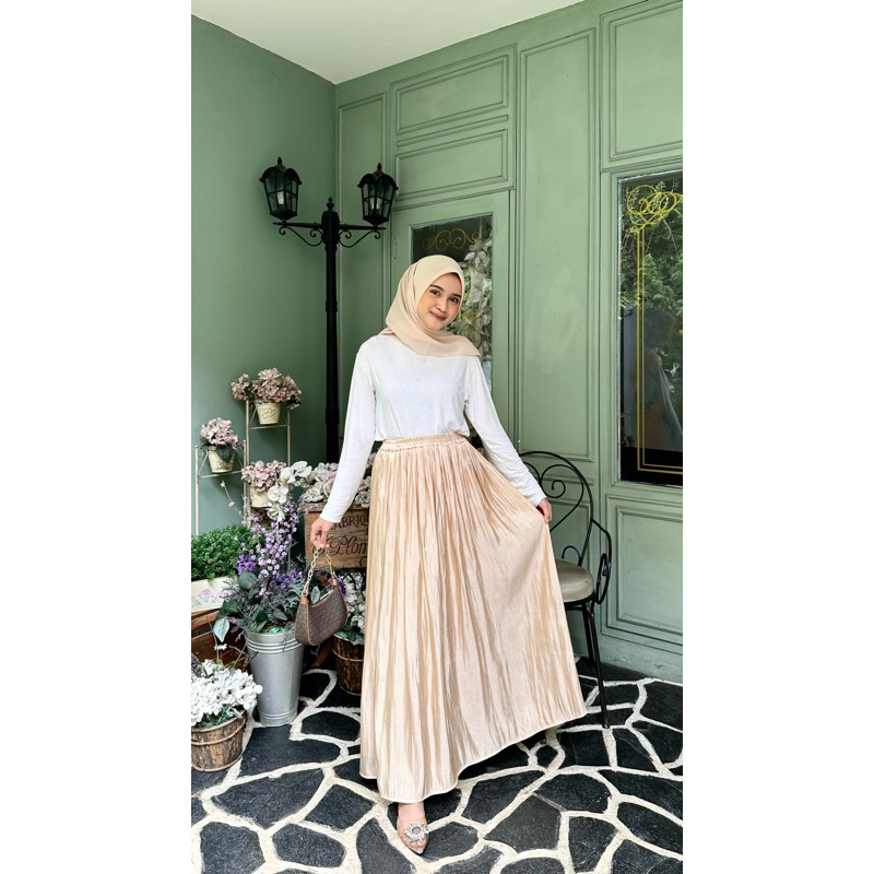 Jual ROK SHIMMER IMPORT FULL FURING ROK PLISKET SHIMMER HIJAB FRIENDLY ...