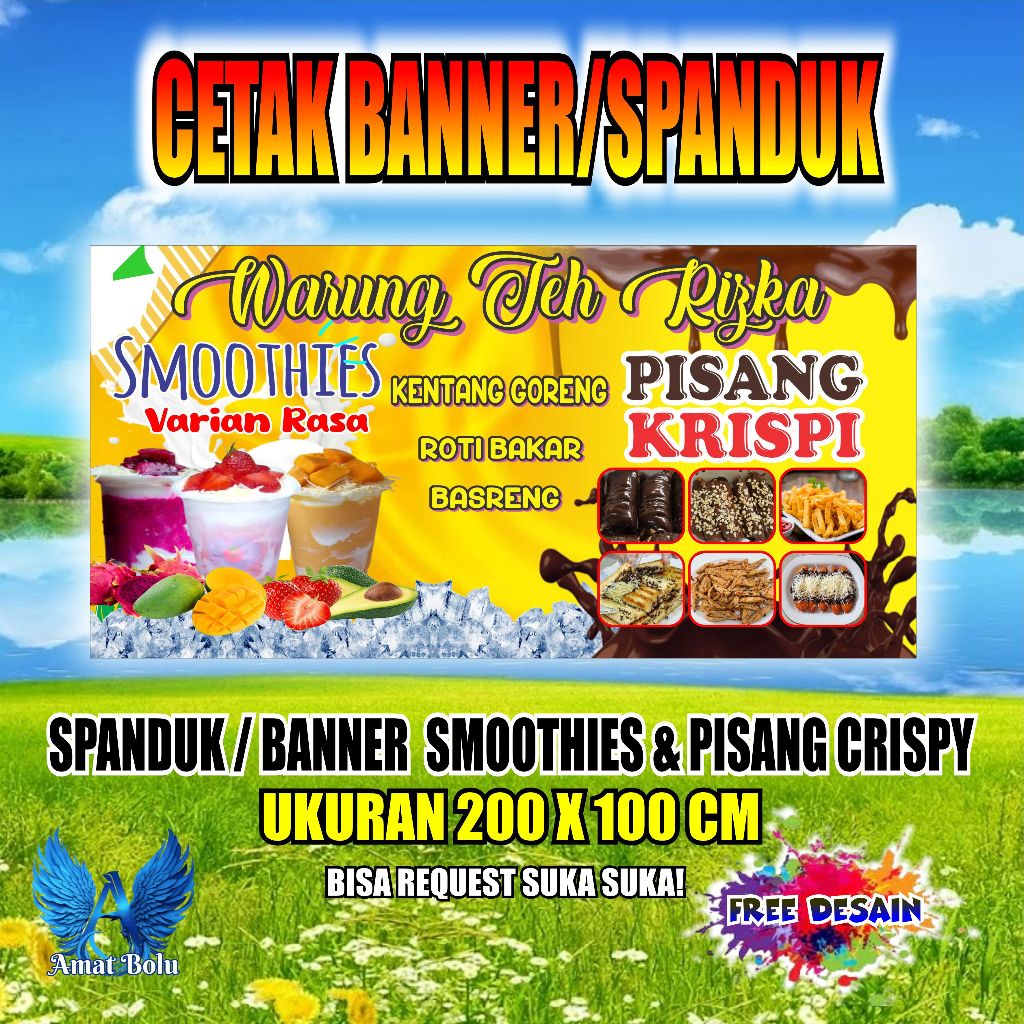 Jual Cetak Banner Cetak Spanduk SMOOTHIES & PISANG KRISPY Ukuran ...
