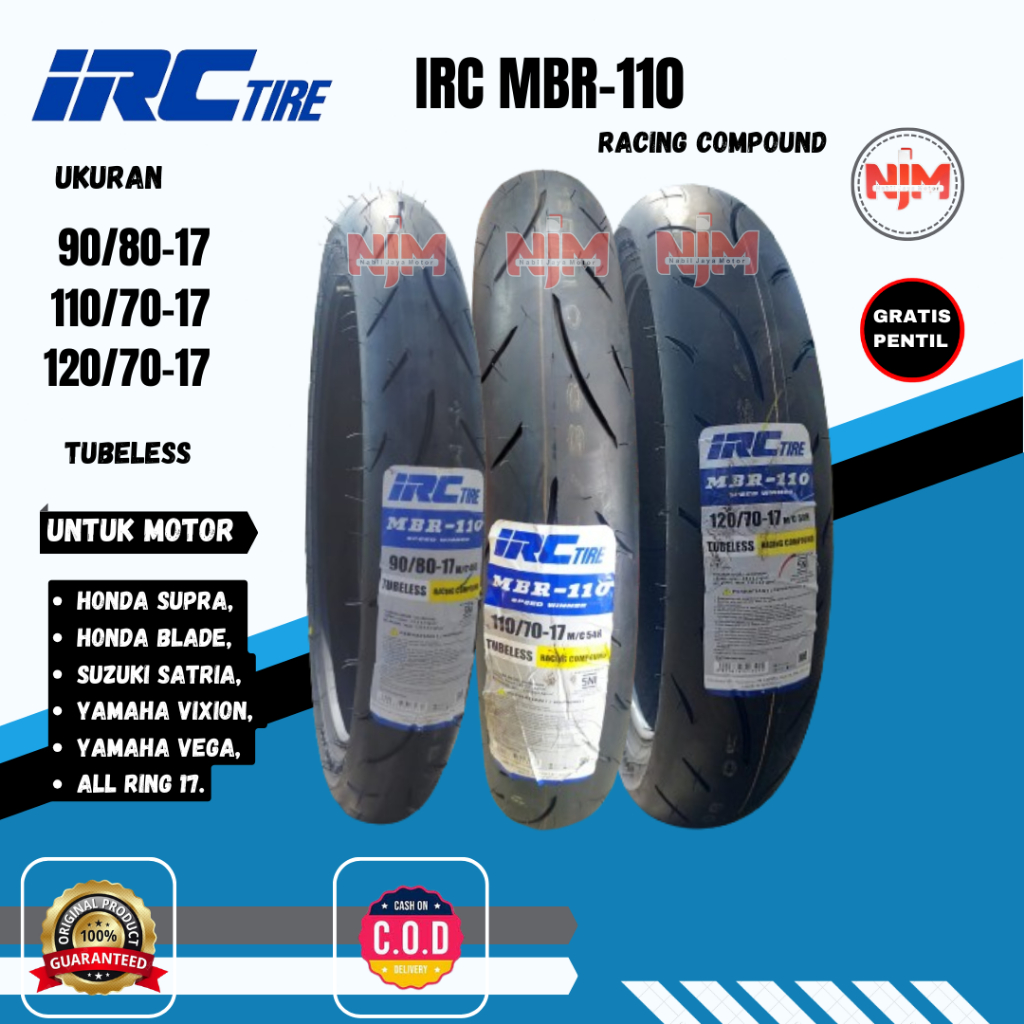 Jual Ban Tubles Motor R15,Cbr150//Ban IRC MBR-110 90/80-17//Ban ...