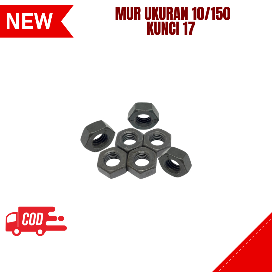 Jual Mur 10 Kunci 17 Baja Warna Hitam Dan Silver Pitch Drat Kasar 150 ...