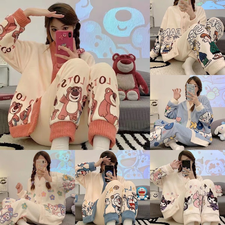 Jual Piyama bulu Pakaian Tidur Wanita Motif Karakter Kartun Cinnamoroll ...