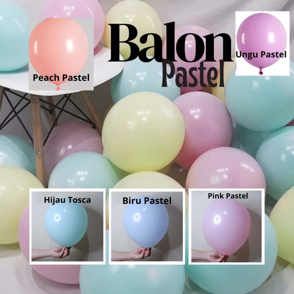 Jual Balon latex warna pastel Per Pack / macaron isi 100 pcs per pack ...
