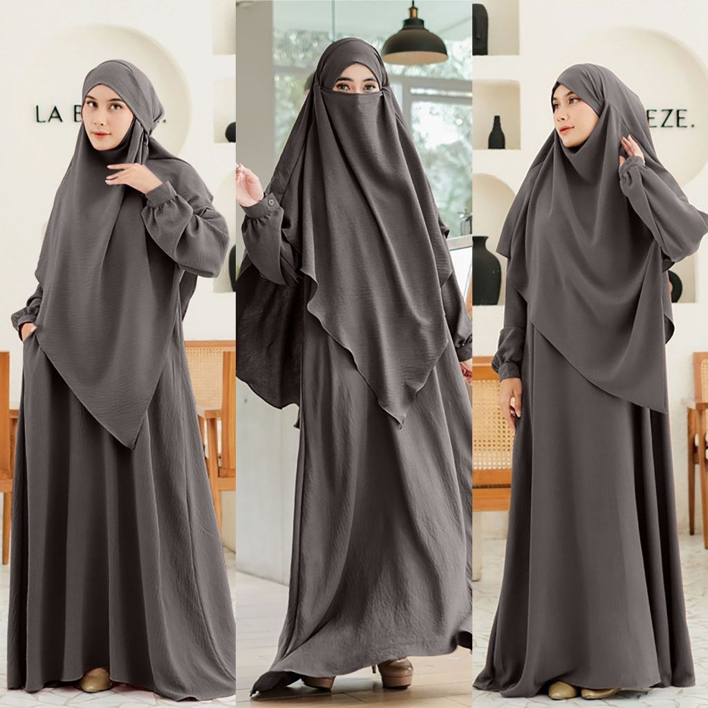 Jual TERLARIS GAMIS SYAR'I SET HIJAB FASHION MUSLIMAH TERLARIS / GAMIS SET HIJAB CADAR FRENCH ...