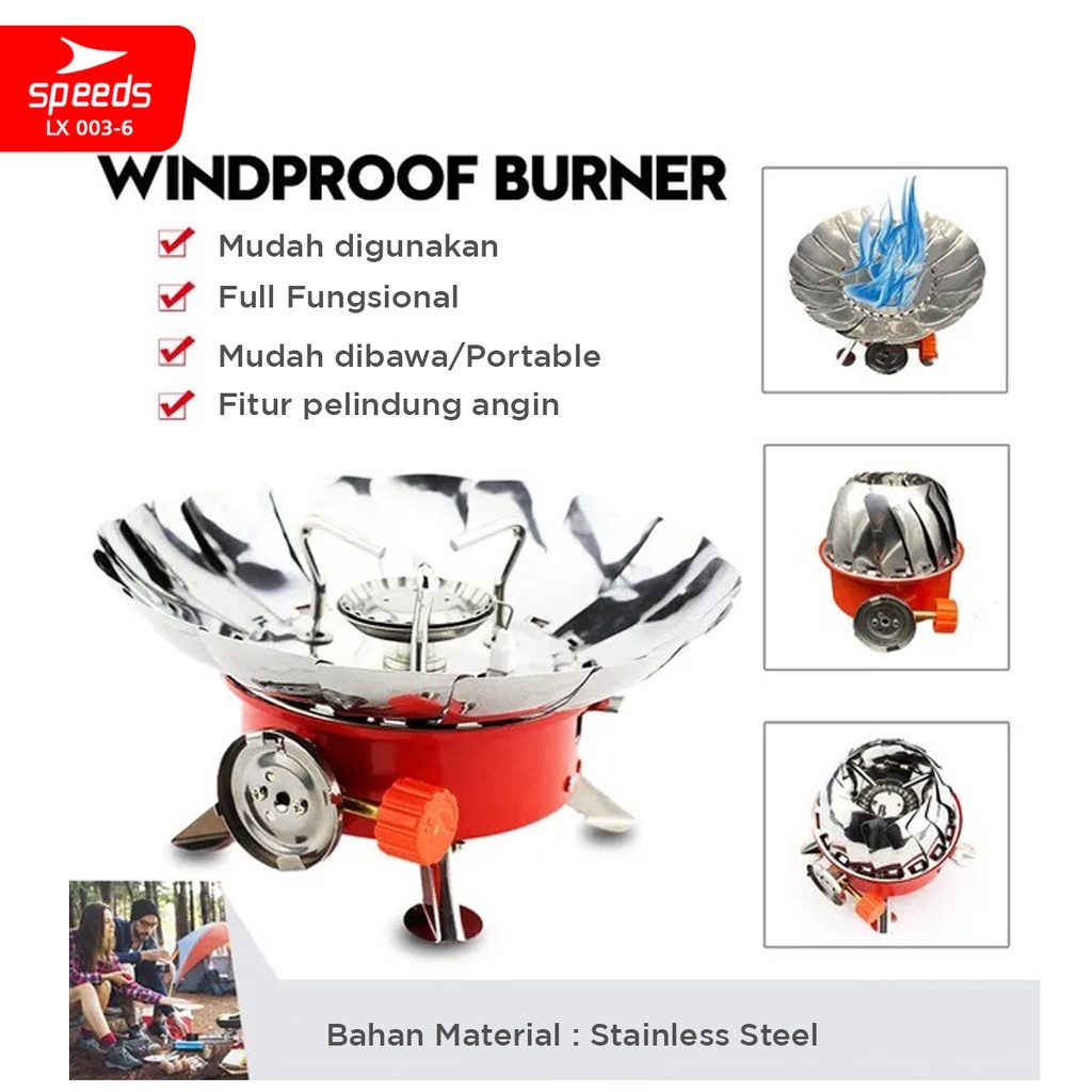 Jual SPEEDS Kompor Camping Gas Alat Masak Mini Model Bunga Windproof ...