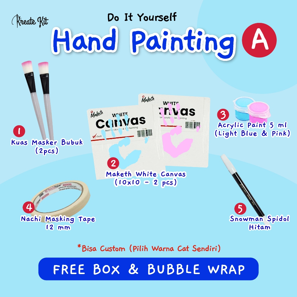 Jual DIY Hand Painting Cap Tangan Set Canvas Couple Lengkap 10x10 20x20 ...
