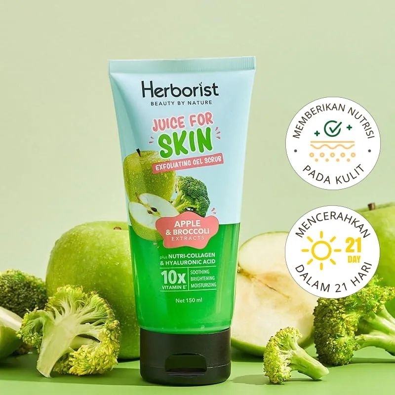 Jual Herborist Juice For Skin Exfoliating Gel Scrub Apple Brocolli 150 ml | Shopee Indonesia