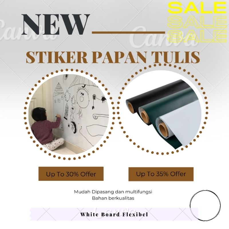 Jual Sticker Dinding Papan Tulis Whiteboard Flexibel Portable 2M x 45CM ...