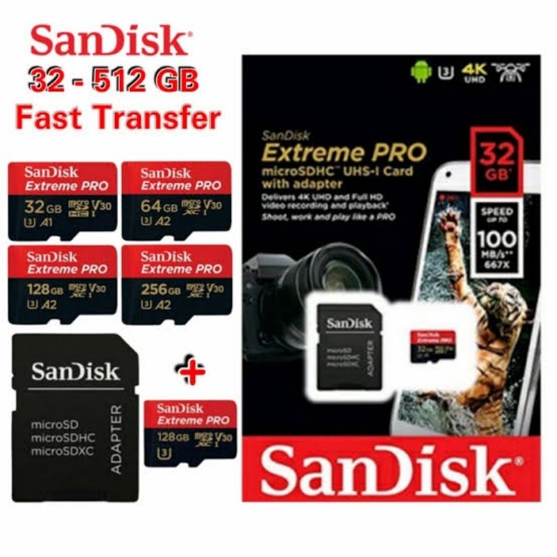 Jual SanDisk Extreme PRO Micro sd 32/64/128/256GB A2 Kelas 10 kartu UHS-IU3 - 32 gb | Shopee ...
