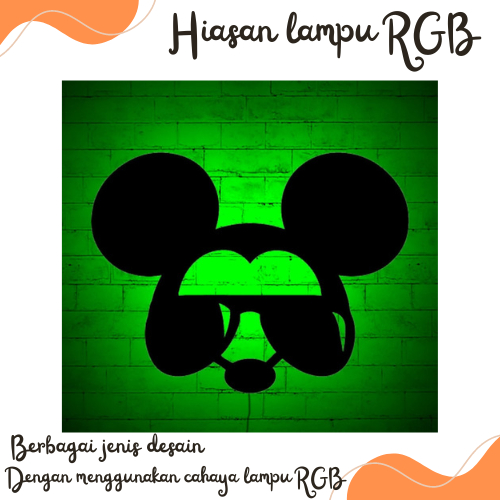 Jual Hiasan dinding lampu RGB karakter Seni Dinding Menyala Mickey ...