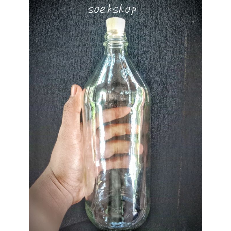 Jual BOTOL KACA 1LITER TUTUP KAYU, BOTOL JAMU 1LITER TUTUP KAYU ...