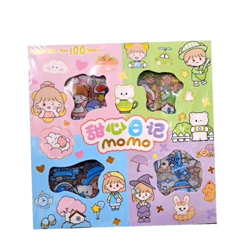 Jual Sticker Momo Warna Warni 4 Warna 100 Lembar / Sticker Momo Box Isi ...