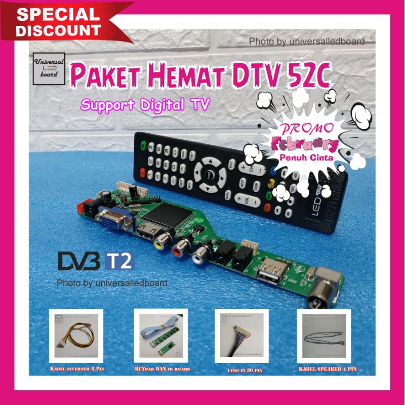 Jual Paket Hemat Universal Board LCD LED DVBT2 support TV Digital ...