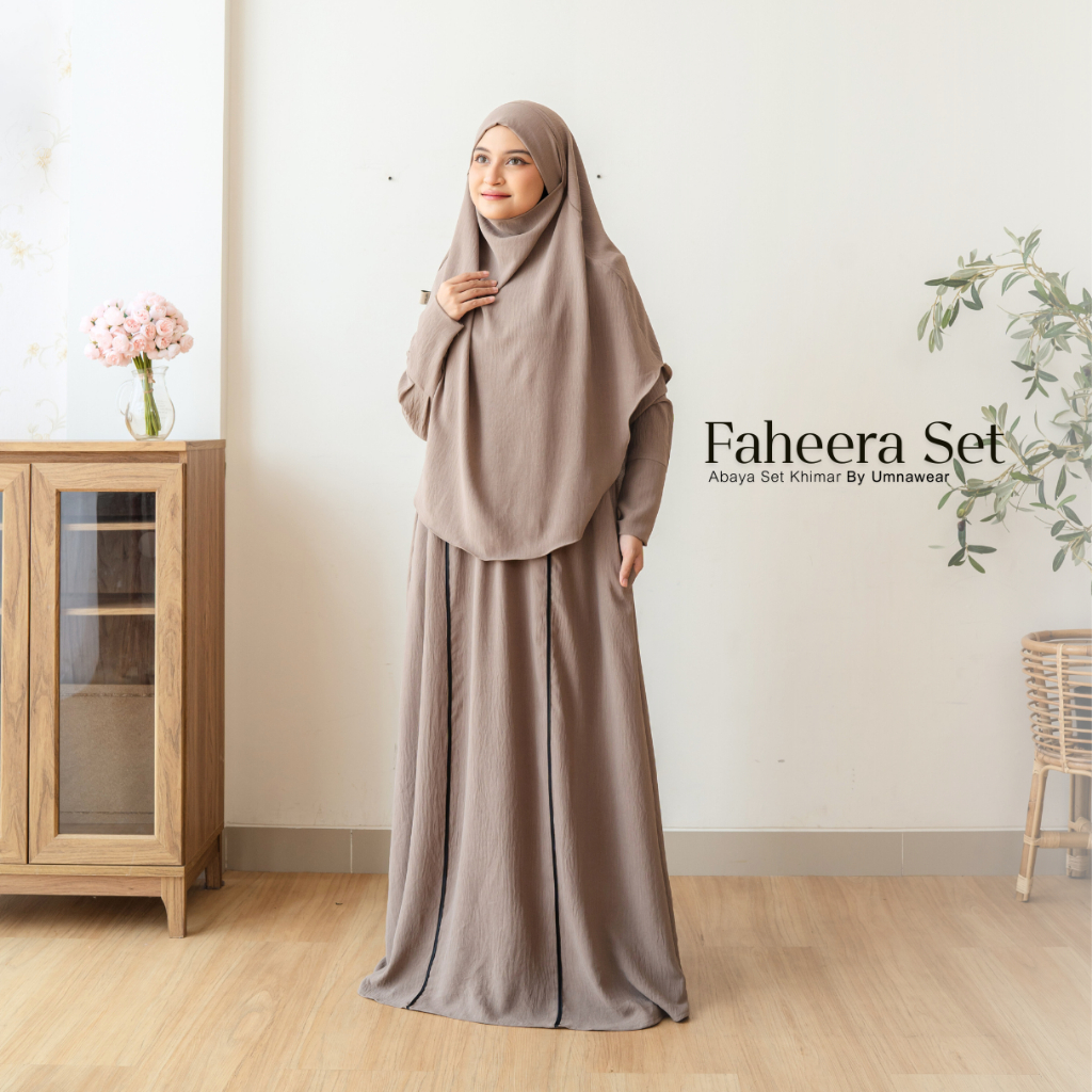 Jual Faheera Abaya Set French Khimar Wanita Gamis Syari Umroh (Abaya List set Hijab) By Umnawear ...