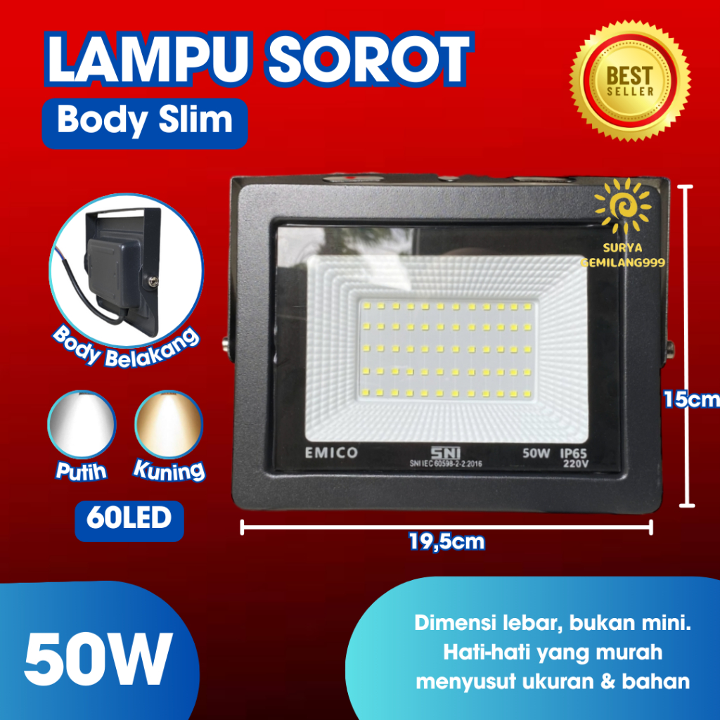 Jual LAMPU SOROT LED 50W 50 WATT / FLOODLIGHT OUTDOOR TEMBAK LAPANGAN | Shopee Indonesia