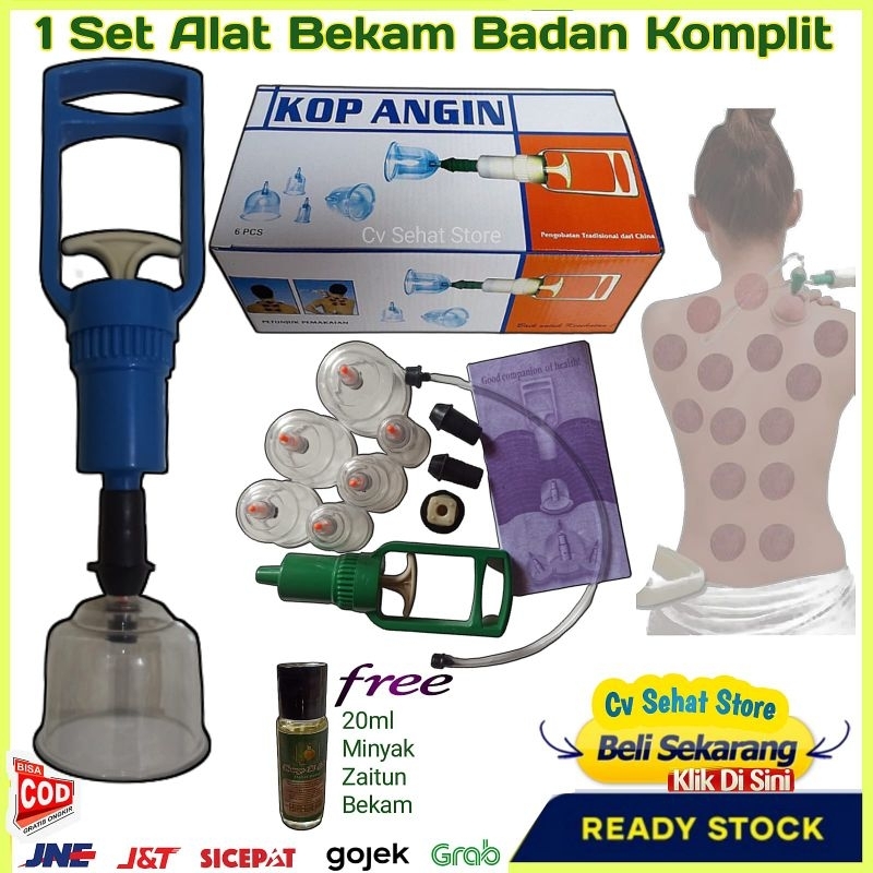 Jual 1 Set Alat Bekam Kop Tradisional Terapi Masuk Angin Cop Kesehatan Manual Cup isi 6 Tabung ...