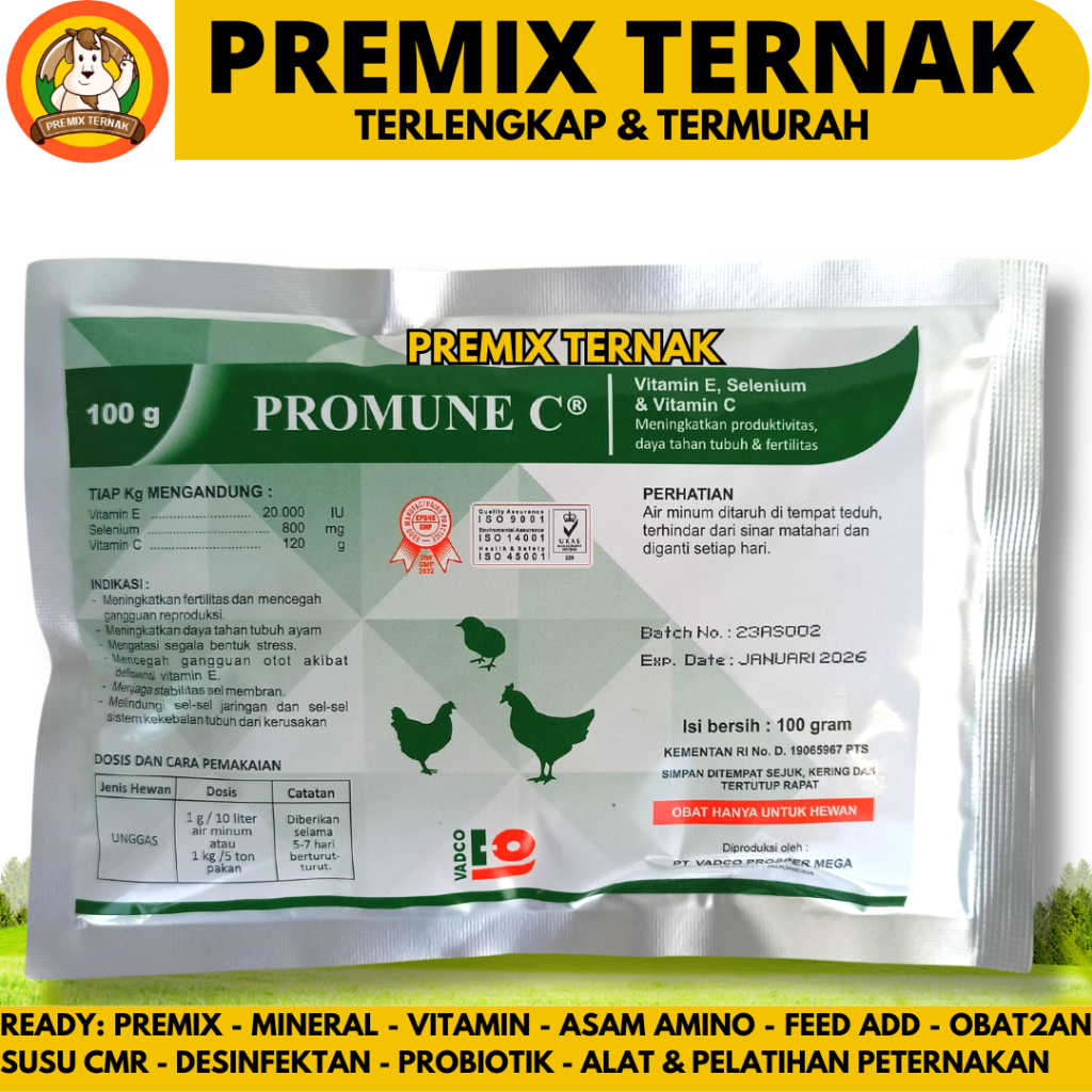 Jual PROMUNE C 100 GRAM VADCO - Vitamin C E & Selenium Hewan ...