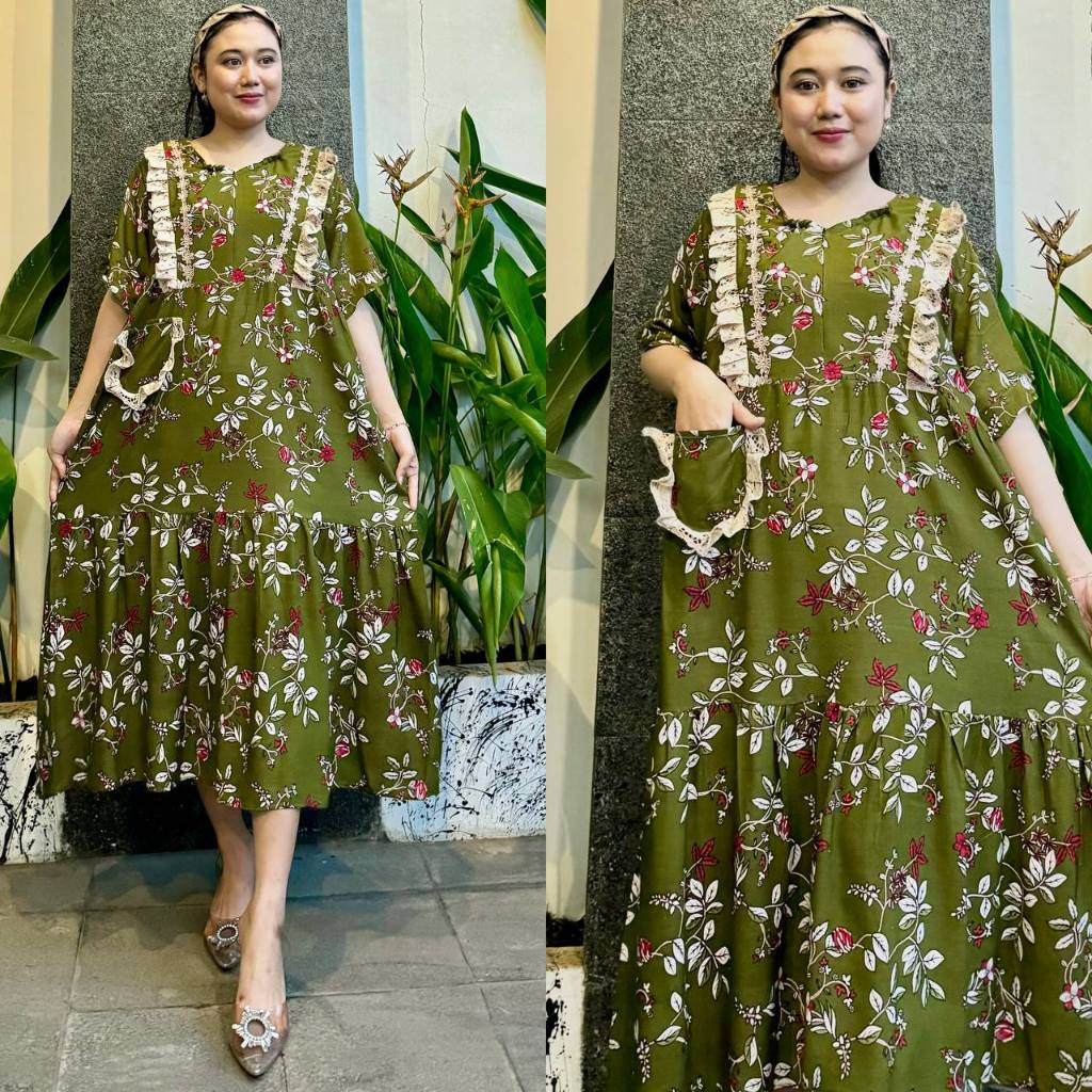 Jual DRESS CELOSIA JUMBO LD 120 CM MOTIF BUNGA JUMBO DASTER RAYON BUMIL ...